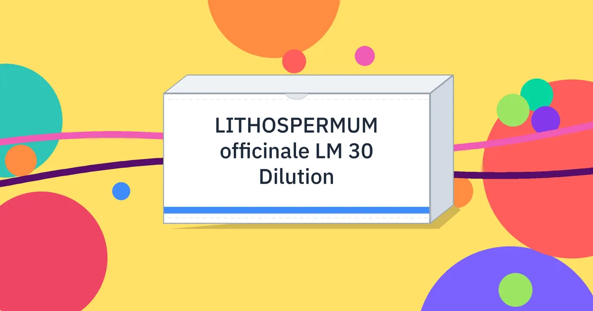 Symbolbild: Packung mit der Aufschrift LITHOSPERMUM officinale LM 30 Dilution (PZN 13532218) – Verfügbarkeit und Bezug in Apotheken in Frankfurt am Main