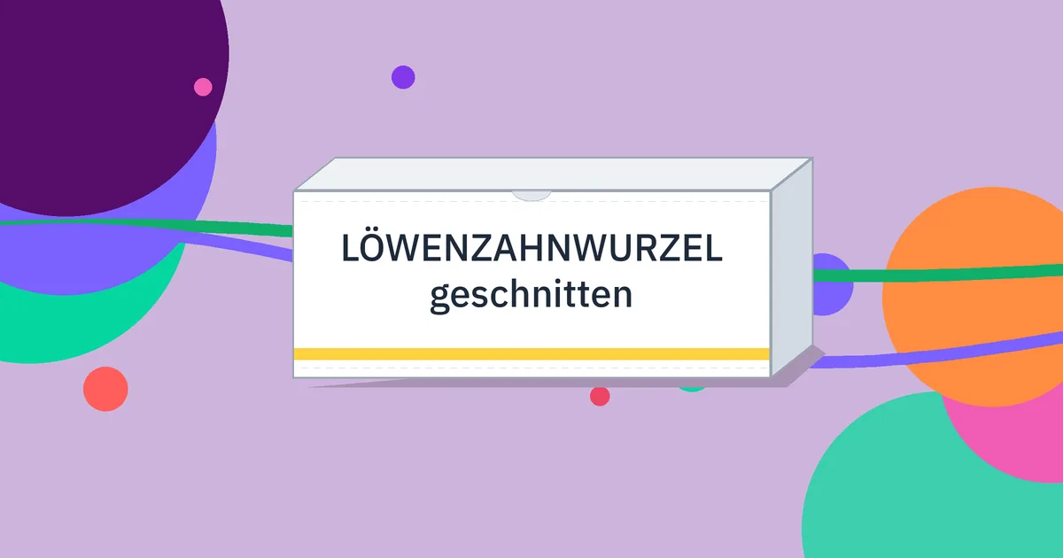 Symbolbild: Packung mit der Aufschrift LÖWENZAHNWURZEL geschnitten (PZN 11310034) – Verfügbarkeit und Bezug in Apotheken in Frankfurt am Main