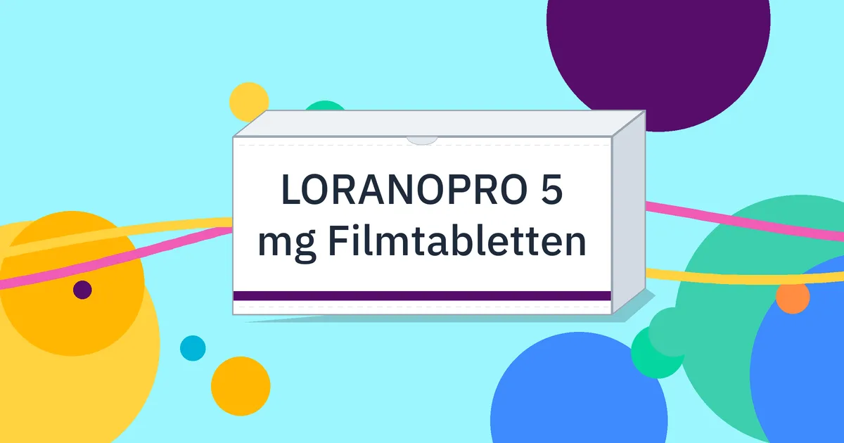 Symbolbild: Packung mit der Aufschrift LORANOPRO 5 mg Filmtabletten (PZN 10090197) – Verfügbarkeit und Bezug in Apotheken in Frankfurt am Main
