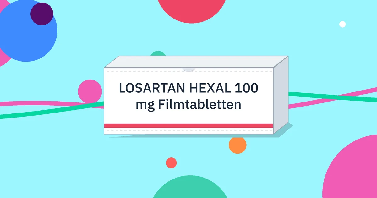 Symbolbild: Packung mit der Aufschrift LOSARTAN HEXAL 100 mg Filmtabletten (PZN 03249964) – Verfügbarkeit und Bezug in Apotheken in Frankfurt am Main