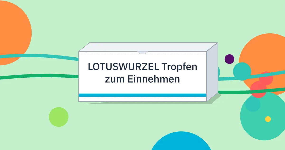 Symbolbild: Packung mit der Aufschrift LOTUSWURZEL Tropfen zum Einnehmen (PZN 11866926) – Verfügbarkeit und Bezug in Apotheken in Frankfurt am Main