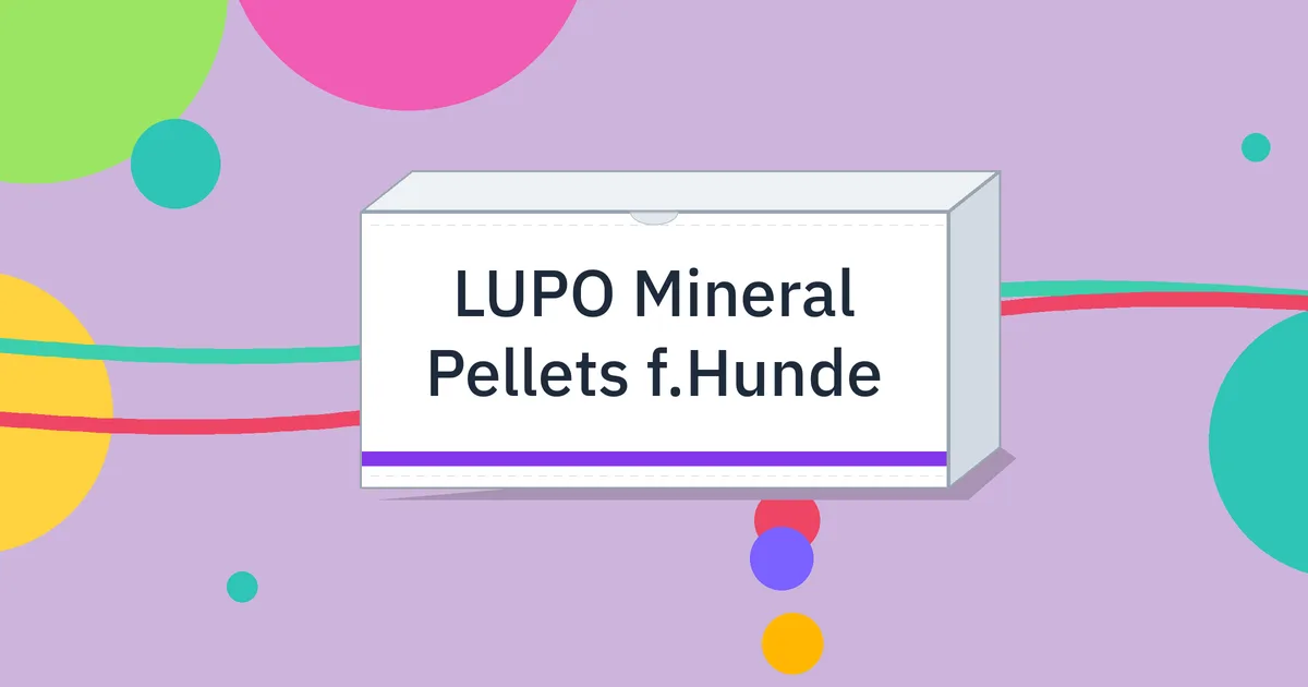 Symbolbild: Packung mit der Aufschrift LUPO Mineral Pellets f.Hunde (PZN 19252313) – Verfügbarkeit und Bezug in Apotheken in Frankfurt am Main