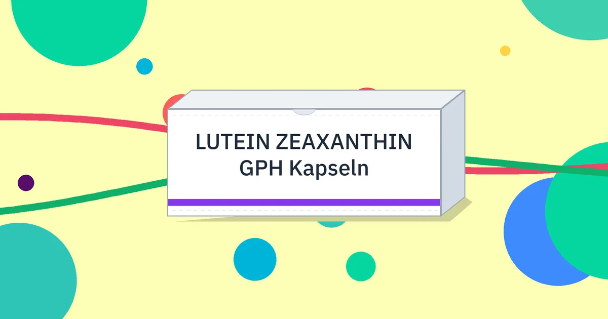Symbolbild: Packung mit der Aufschrift LUTEIN ZEAXANTHIN GPH Kapseln (PZN 03167580) – Verfügbarkeit und Bezug in Apotheken in Frankfurt am Main