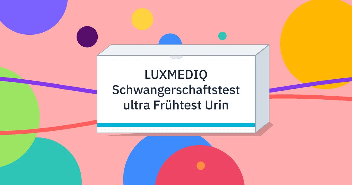 Symbolbild: Packung mit der Aufschrift LUXMEDIQ Schwangerschaftstest ultra Frühtest Urin (PZN 20024511) – Verfügbarkeit und Bezug in Apotheken in Frankfurt am Main
