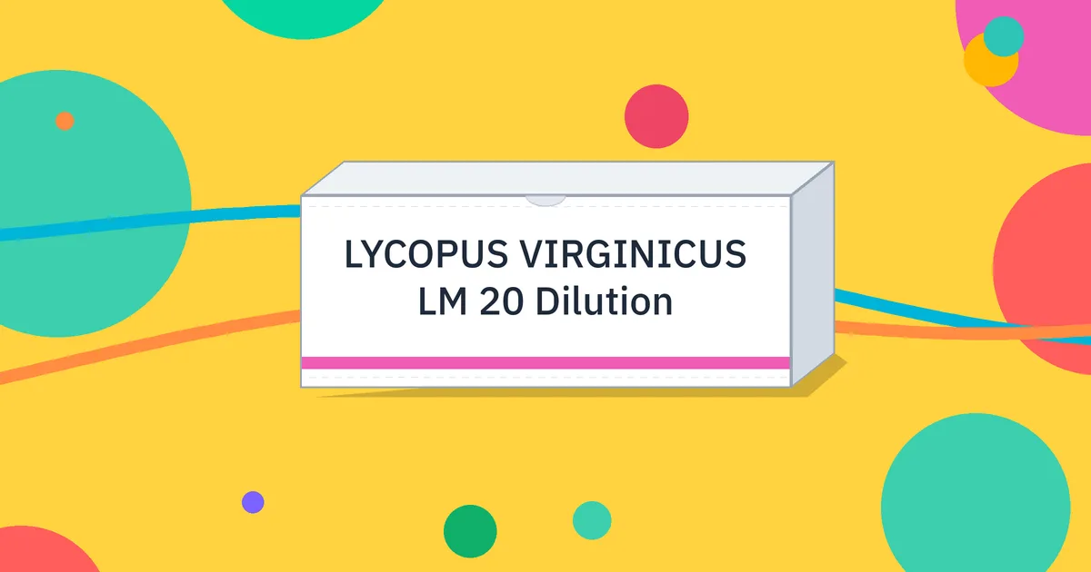 Symbolbild: Packung mit der Aufschrift LYCOPUS VIRGINICUS LM 20 Dilution (PZN 13538586) – Verfügbarkeit und Bezug in Apotheken in Frankfurt am Main