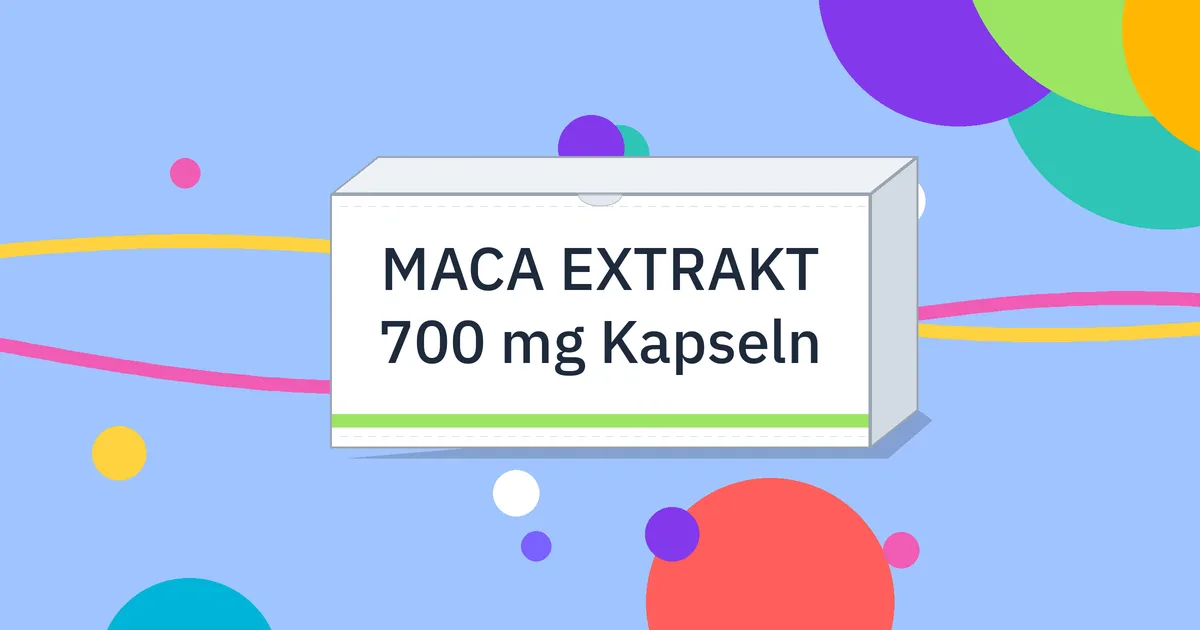 Symbolbild: Packung mit der Aufschrift MACA EXTRAKT 700 mg Kapseln (PZN 15737522) – Verfügbarkeit und Bezug in Apotheken in Frankfurt am Main