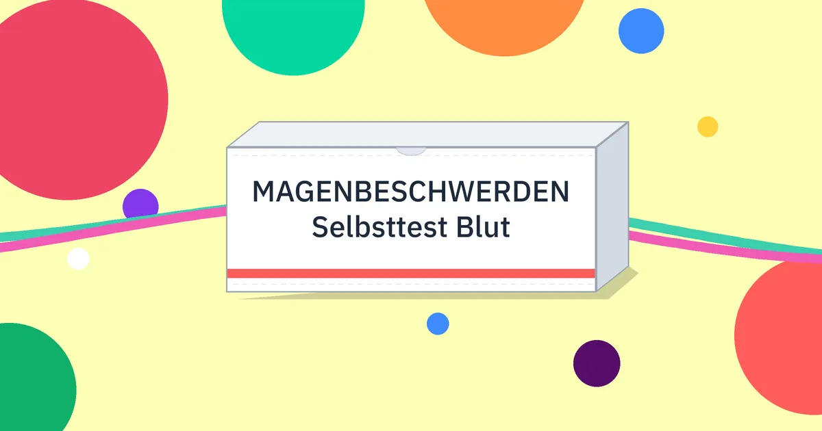 Symbolbild: Packung mit der Aufschrift MAGENBESCHWERDEN Selbsttest Blut (PZN 18795336) – Verfügbarkeit und Bezug in Apotheken in Frankfurt am Main