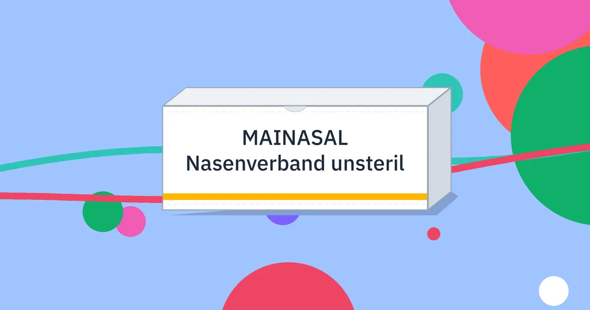 Symbolbild: Packung mit der Aufschrift MAINASAL Nasenverband unsteril (PZN 08889444) – Verfügbarkeit und Bezug in Apotheken in Frankfurt am Main