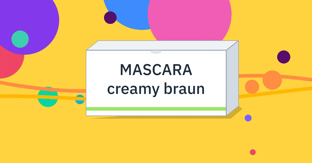 Symbolbild: Packung mit der Aufschrift MASCARA creamy braun (PZN 06898781) – Verfügbarkeit und Bezug in Apotheken in Frankfurt am Main