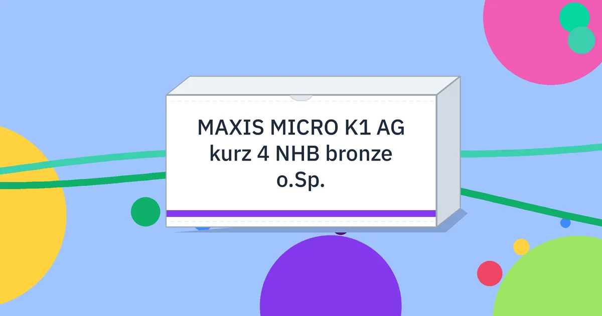 Symbolbild: Packung mit der Aufschrift MAXIS MICRO K1 AG kurz 4 NHB bronze o.Sp. (PZN 17672347) – Verfügbarkeit und Bezug in Apotheken in Frankfurt am Main