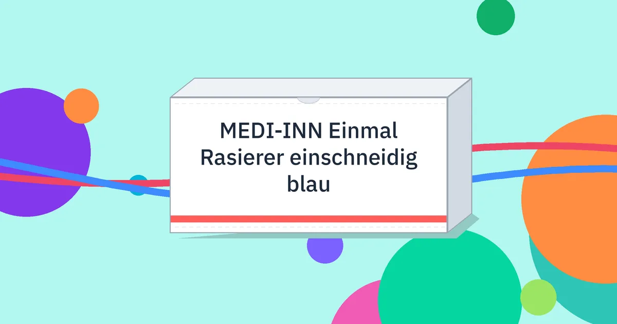 Symbolbild: Packung mit der Aufschrift MEDI-INN Einmal Rasierer einschneidig blau (PZN 04458983) – Verfügbarkeit und Bezug in Apotheken in Frankfurt am Main