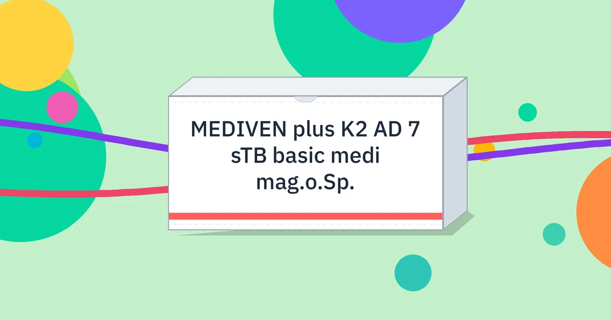Symbolbild: Packung mit der Aufschrift MEDIVEN plus K2 AD 7 sTB basic medi mag.o.Sp. (PZN 15095911) – Verfügbarkeit und Bezug in Apotheken in Frankfurt am Main