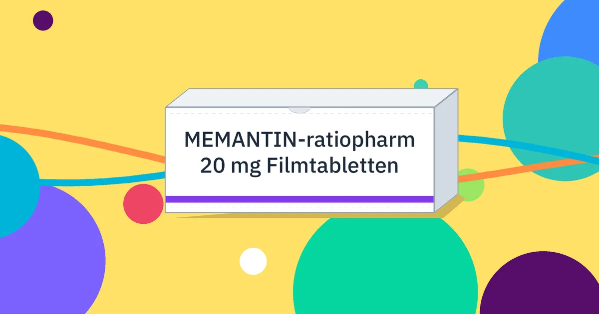 Symbolbild: Packung mit der Aufschrift MEMANTIN-ratiopharm 20 mg Filmtabletten (PZN 00146703) – Verfügbarkeit und Bezug in Apotheken in Frankfurt am Main