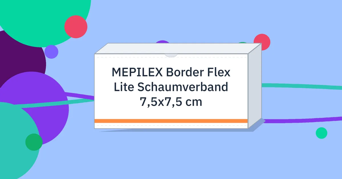 Symbolbild: Packung mit der Aufschrift MEPILEX Border Flex Lite Schaumverband 7,5x7,5 cm (PZN 18772571) – Verfügbarkeit und Bezug in Apotheken in Frankfurt am Main