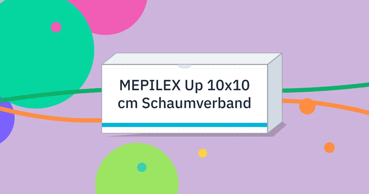 Symbolbild: Packung mit der Aufschrift MEPILEX Up 10x10 cm Schaumverband (PZN 20272031) – Verfügbarkeit und Bezug in Apotheken in Frankfurt am Main