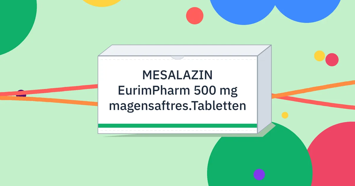 Symbolbild: Packung mit der Aufschrift MESALAZIN EurimPharm 500 mg magensaftres.Tabletten (PZN 11125609) – Verfügbarkeit und Bezug in Apotheken in Frankfurt am Main