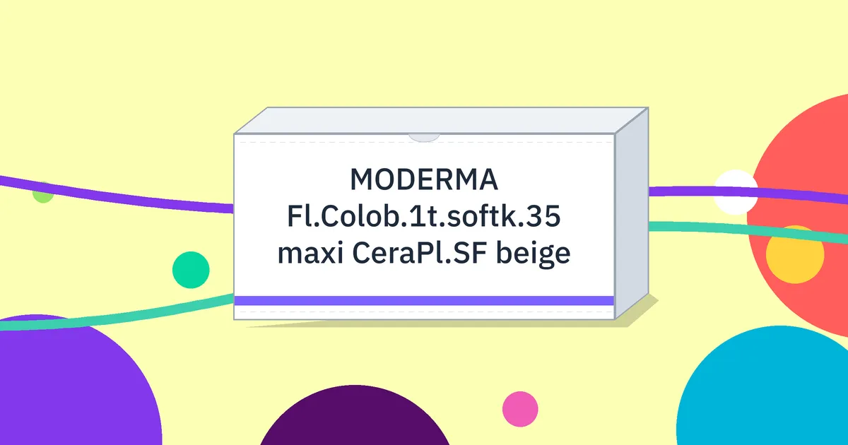 Symbolbild: Packung mit der Aufschrift MODERMA Fl.Colob.1t.softk.35 maxi CeraPl.SF beige (PZN 18108850) – Verfügbarkeit und Bezug in Apotheken in Frankfurt am Main