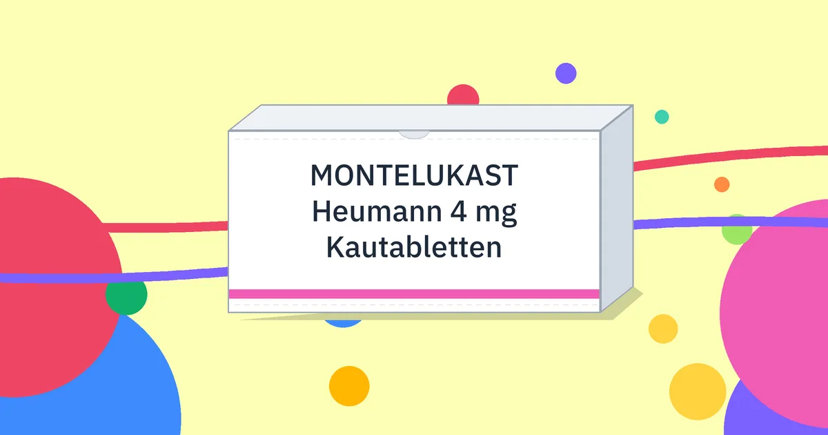 Symbolbild: Packung mit der Aufschrift MONTELUKAST Heumann 4 mg Kautabletten (PZN 09673479) – Verfügbarkeit und Bezug in Apotheken in Frankfurt am Main