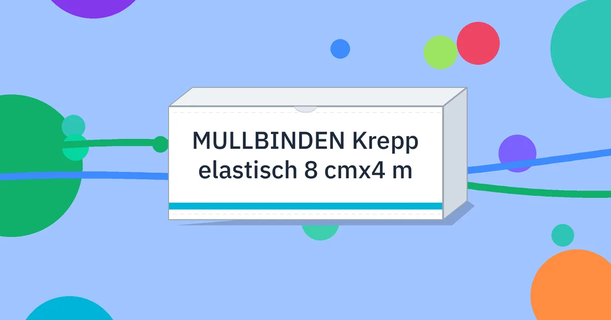 Symbolbild: Packung mit der Aufschrift MULLBINDEN Krepp elastisch 8 cmx4 m (PZN 10352421) – Verfügbarkeit und Bezug in Apotheken in Frankfurt am Main