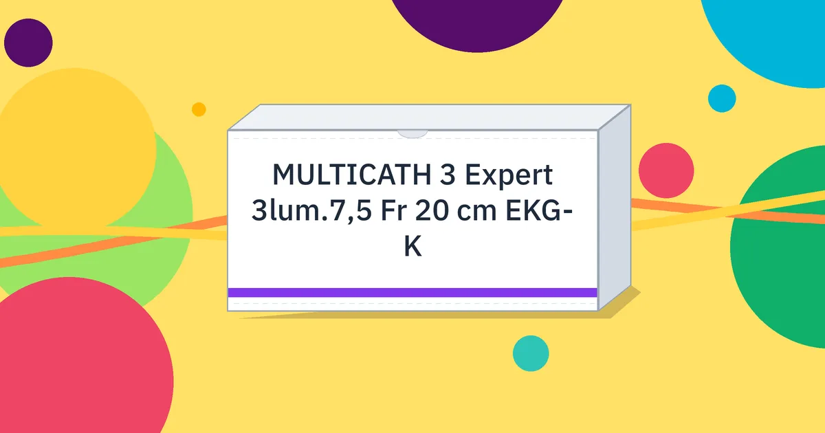 Symbolbild: Packung mit der Aufschrift MULTICATH 3 Expert 3lum.7,5 Fr 20 cm EKG-K (PZN 09446482) – Verfügbarkeit und Bezug in Apotheken in Frankfurt am Main