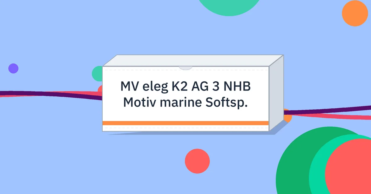 Symbolbild: Packung mit der Aufschrift MV eleg K2 AG 3 NHB Motiv marine Softsp. (PZN 15723069) – Verfügbarkeit und Bezug in Apotheken in Frankfurt am Main