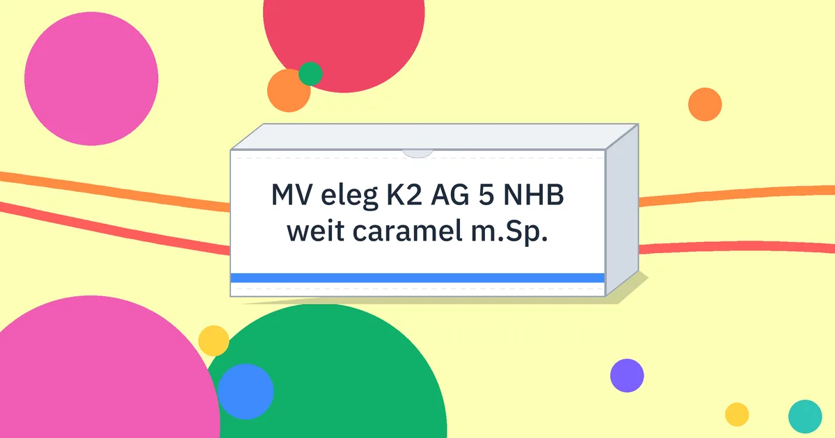 Symbolbild: Packung mit der Aufschrift MV eleg K2 AG 5 NHB weit caramel m.Sp. (PZN 15729391) – Verfügbarkeit und Bezug in Apotheken in Frankfurt am Main