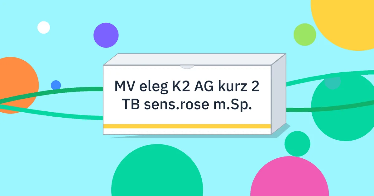 Symbolbild: Packung mit der Aufschrift MV eleg K2 AG kurz 2 TB sens.rose m.Sp. (PZN 14697192) – Verfügbarkeit und Bezug in Apotheken in Frankfurt am Main