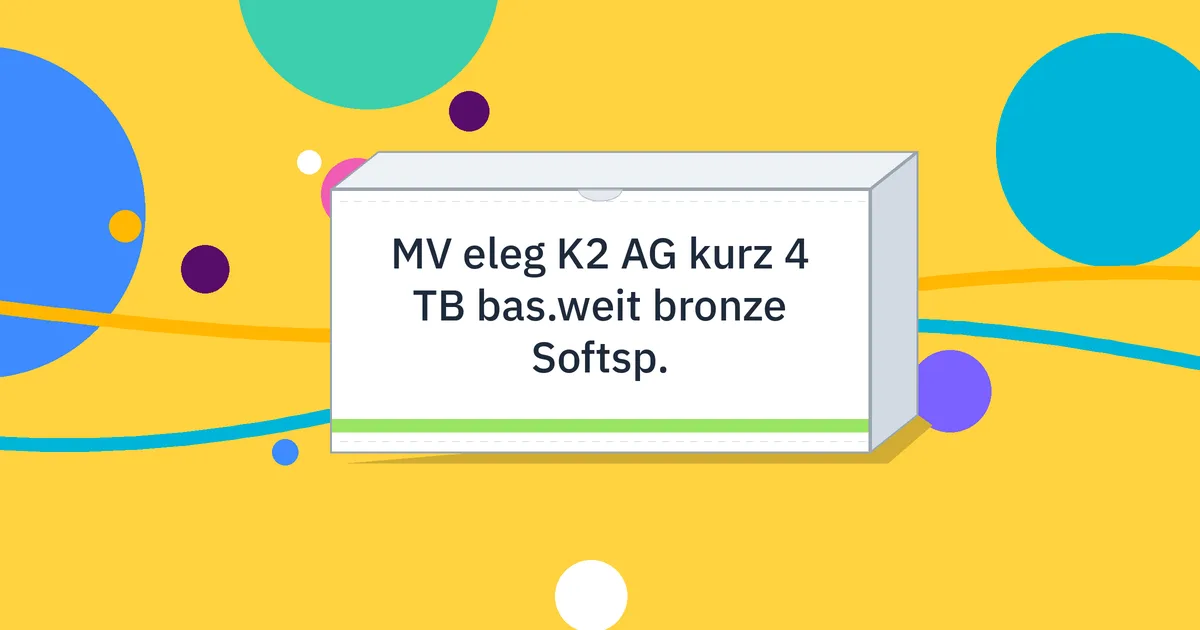 Symbolbild: Packung mit der Aufschrift MV eleg K2 AG kurz 4 TB bas.weit bronze Softsp. (PZN 14717664) – Verfügbarkeit und Bezug in Apotheken in Frankfurt am Main