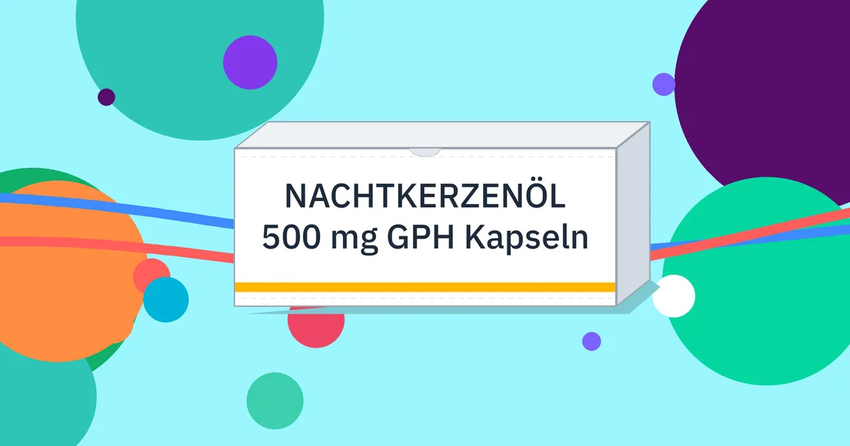 Symbolbild: Packung mit der Aufschrift NACHTKERZENÖL 500 mg GPH Kapseln (PZN 00129389) – Verfügbarkeit und Bezug in Apotheken in Frankfurt am Main