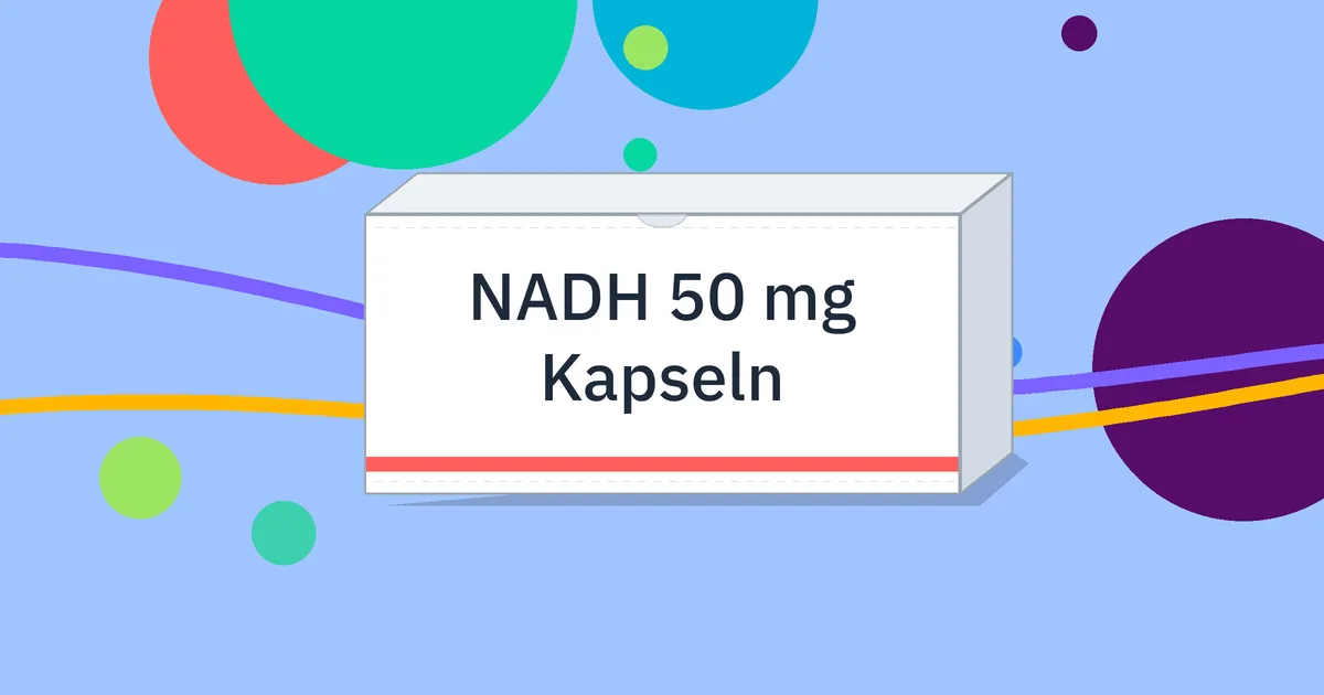 Symbolbild: Packung mit der Aufschrift NADH 50 mg Kapseln (PZN 19352279) – Verfügbarkeit und Bezug in Apotheken in Frankfurt am Main