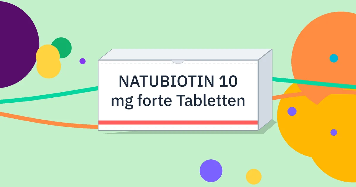 Symbolbild: Packung mit der Aufschrift NATUBIOTIN 10 mg forte Tabletten (PZN 01259711) – Verfügbarkeit und Bezug in Apotheken in Frankfurt am Main
