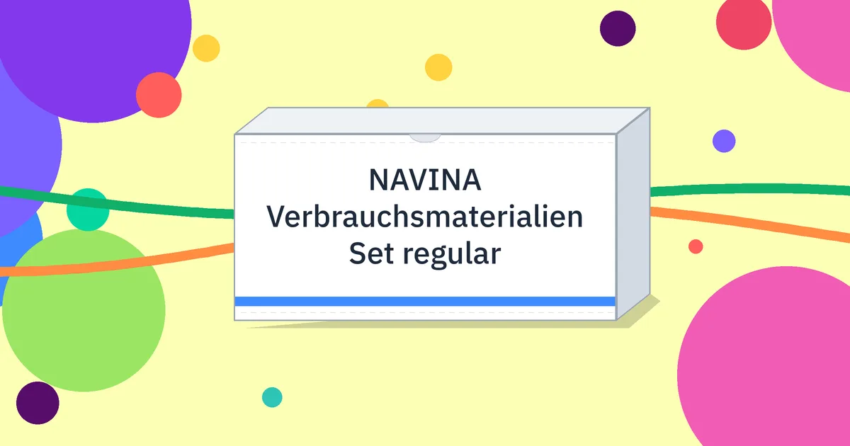 Symbolbild: Packung mit der Aufschrift NAVINA Verbrauchsmaterialien Set regular (PZN 18054686) – Verfügbarkeit und Bezug in Apotheken in Frankfurt am Main