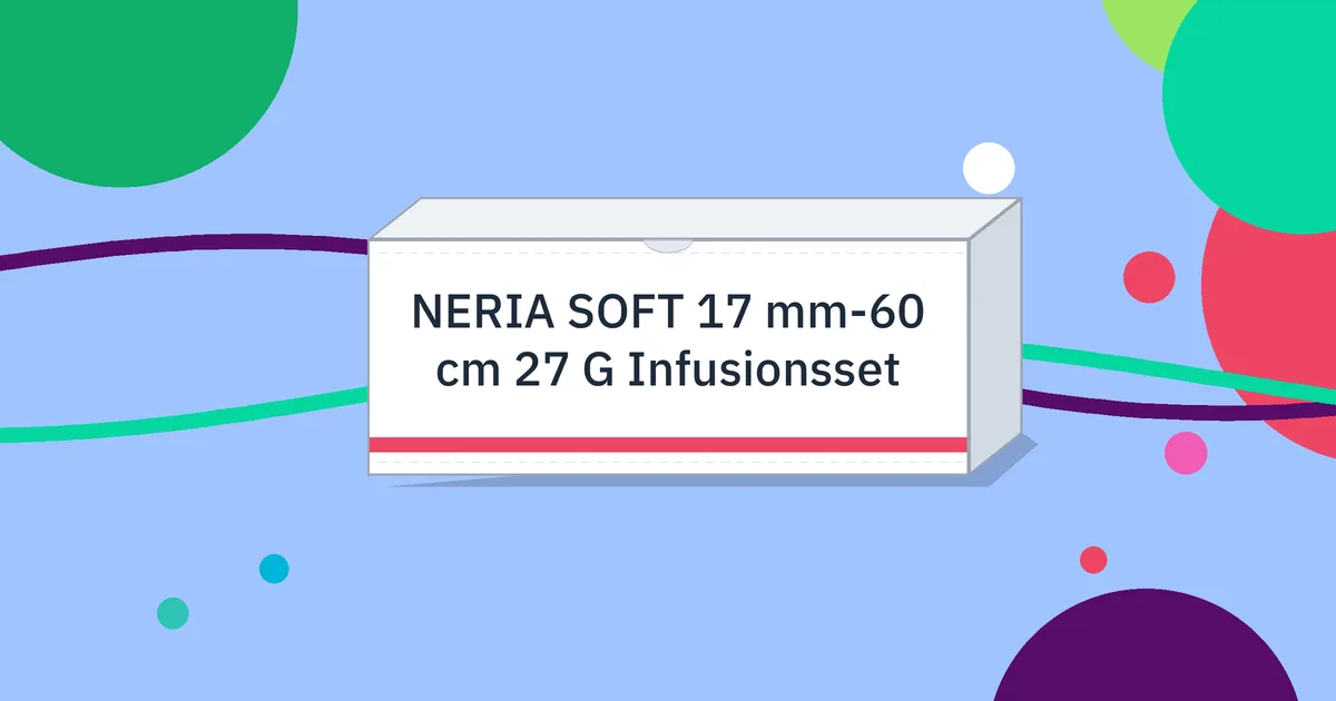 Symbolbild: Packung mit der Aufschrift NERIA SOFT 17 mm-60 cm 27 G Infusionsset (PZN 18130453) – Verfügbarkeit und Bezug in Apotheken in Frankfurt am Main