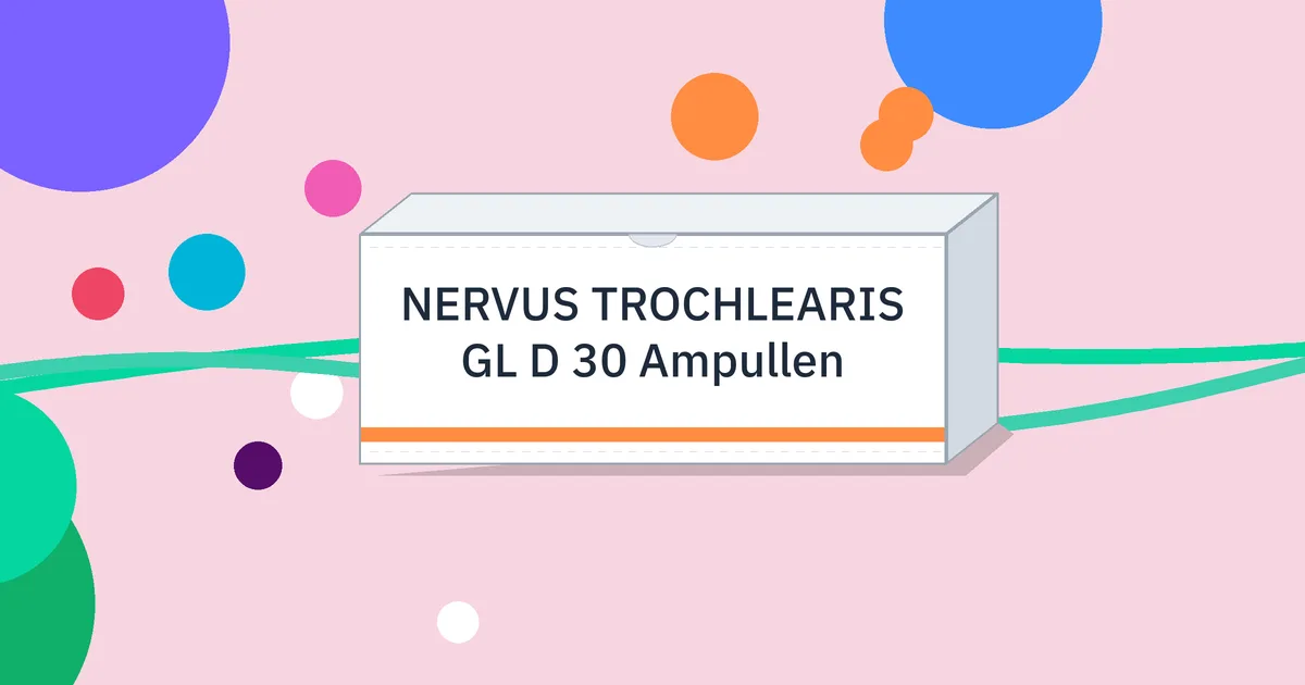 Symbolbild: Packung mit der Aufschrift NERVUS TROCHLEARIS GL D 30 Ampullen (PZN 02942657) – Verfügbarkeit und Bezug in Apotheken in Frankfurt am Main