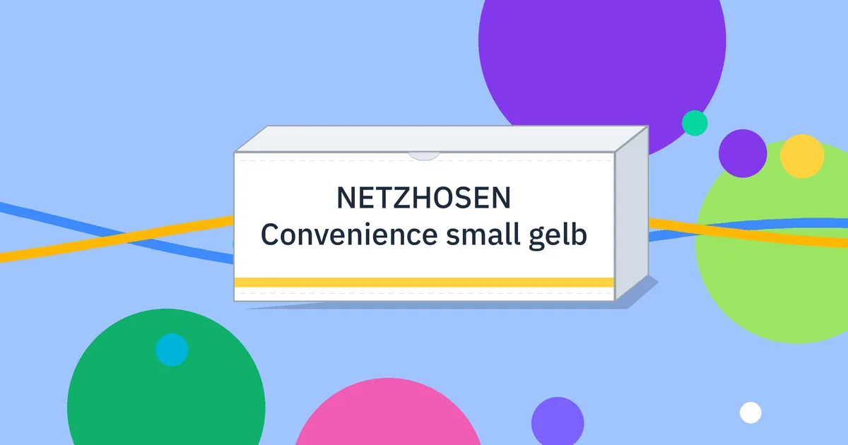 Symbolbild: Packung mit der Aufschrift NETZHOSEN Convenience small gelb (PZN 02032145) – Verfügbarkeit und Bezug in Apotheken in Frankfurt am Main