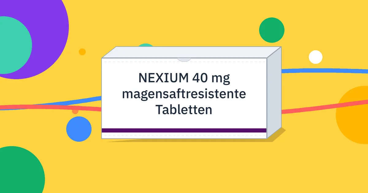 Symbolbild: Packung mit der Aufschrift NEXIUM 40 mg magensaftresistente Tabletten (PZN 09423268) – Verfügbarkeit und Bezug in Apotheken in Frankfurt am Main