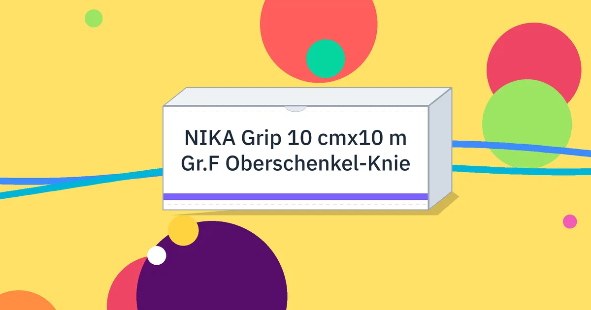 Symbolbild: Packung mit der Aufschrift NIKA Grip 10 cmx10 m Gr.F Oberschenkel-Knie (PZN 18171707) – Verfügbarkeit und Bezug in Apotheken in Frankfurt am Main