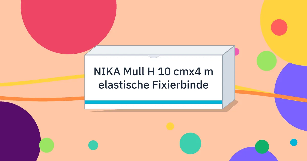 Symbolbild: Packung mit der Aufschrift NIKA Mull H 10 cmx4 m elastische Fixierbinde (PZN 18171995) – Verfügbarkeit und Bezug in Apotheken in Frankfurt am Main
