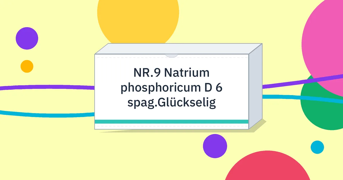 Symbolbild: Packung mit der Aufschrift NR.9 Natrium phosphoricum D 6 spag.Glückselig (PZN 10965951) – Verfügbarkeit und Bezug in Apotheken in Frankfurt am Main
