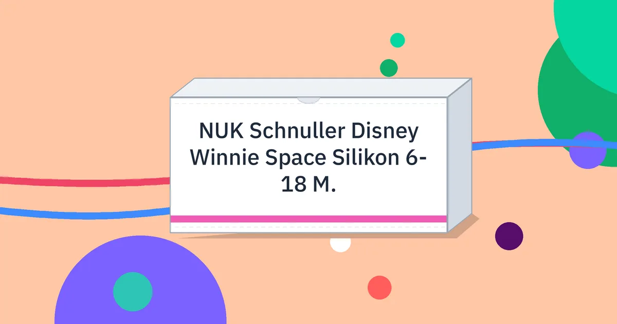 Symbolbild: Packung mit der Aufschrift NUK Schnuller Disney Winnie Space Silikon 6-18 M. (PZN 18664479) – Verfügbarkeit und Bezug in Apotheken in Frankfurt am Main