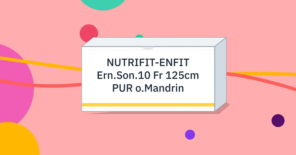 Symbolbild: Packung mit der Aufschrift NUTRIFIT-ENFIT Ern.Son.10 Fr 125cm PUR o.Mandrin (PZN 14173856) – Verfügbarkeit und Bezug in Apotheken in Frankfurt am Main