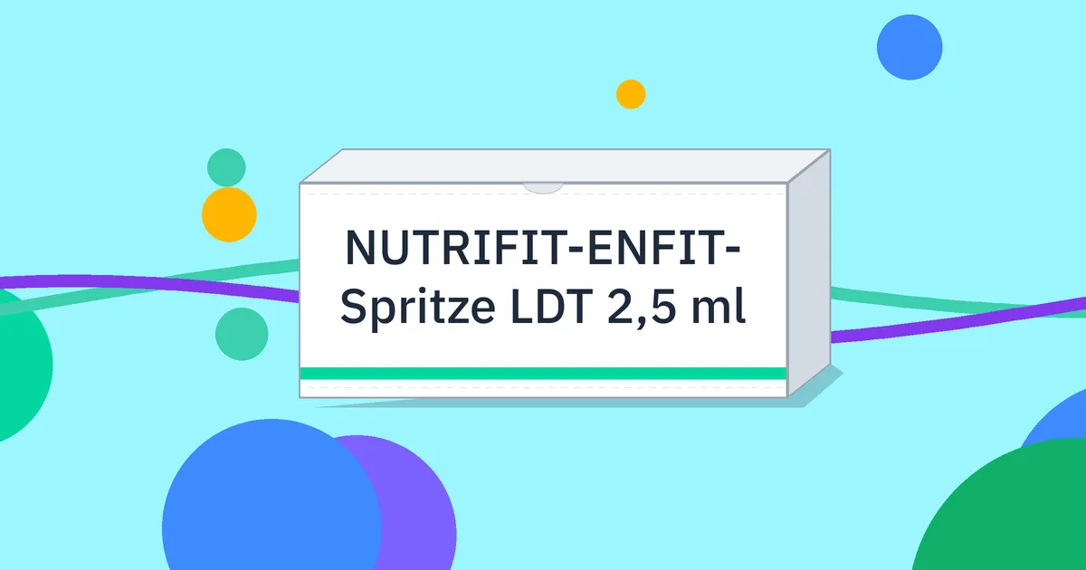 Symbolbild: Packung mit der Aufschrift NUTRIFIT-ENFIT-Spritze LDT 2,5 ml (PZN 14187054) – Verfügbarkeit und Bezug in Apotheken in Frankfurt am Main