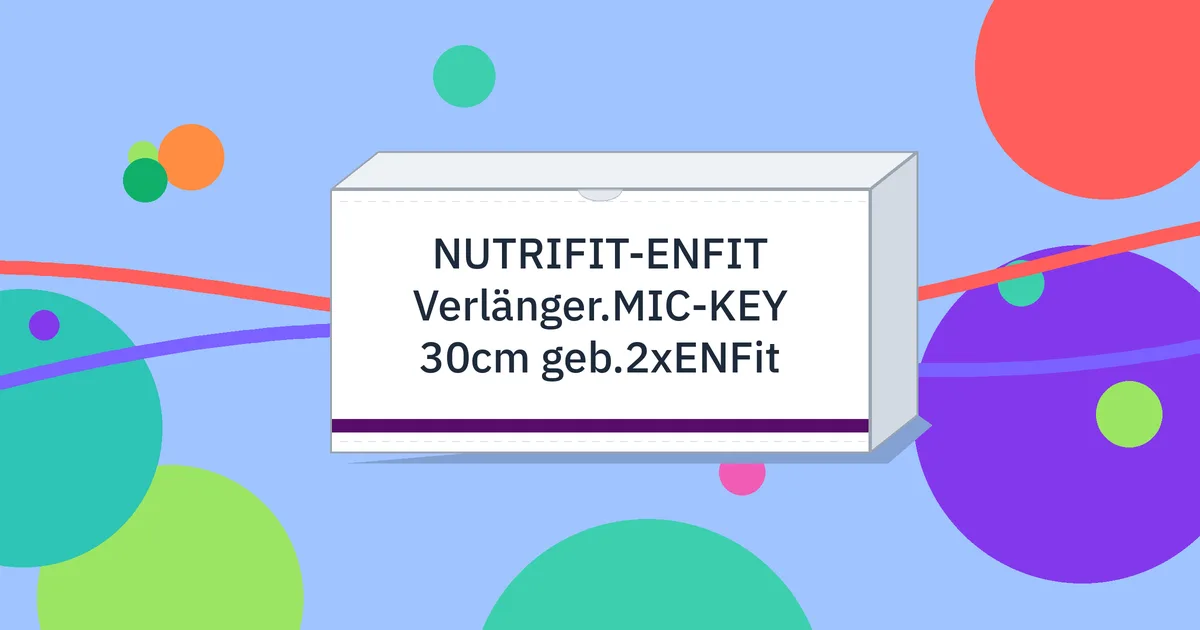 Symbolbild: Packung mit der Aufschrift NUTRIFIT-ENFIT Verlänger.MIC-KEY 30cm geb.2xENFit (PZN 14174672) – Verfügbarkeit und Bezug in Apotheken in Frankfurt am Main