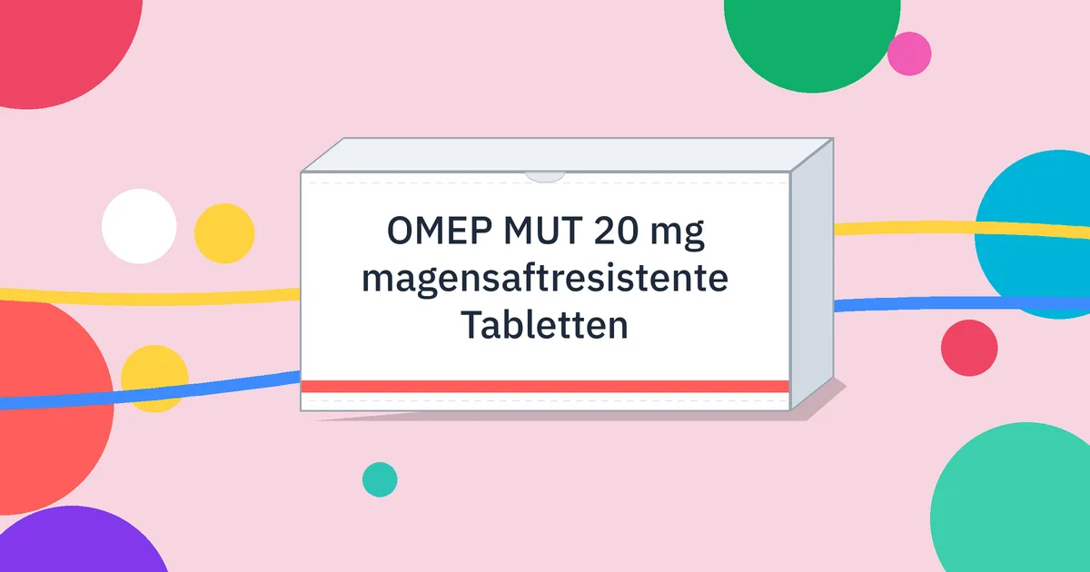 Symbolbild: Packung mit der Aufschrift OMEP MUT 20 mg magensaftresistente Tabletten (PZN 06766157) – Verfügbarkeit und Bezug in Apotheken in Frankfurt am Main