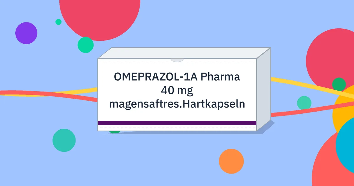 Symbolbild: Packung mit der Aufschrift OMEPRAZOL-1A Pharma 40 mg magensaftres.Hartkapseln (PZN 04778587) – Verfügbarkeit und Bezug in Apotheken in Frankfurt am Main