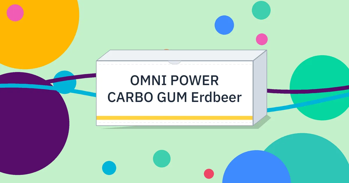 Symbolbild: Packung mit der Aufschrift OMNI POWER CARBO GUM Erdbeer (PZN 19166329) – Verfügbarkeit und Bezug in Apotheken in Frankfurt am Main