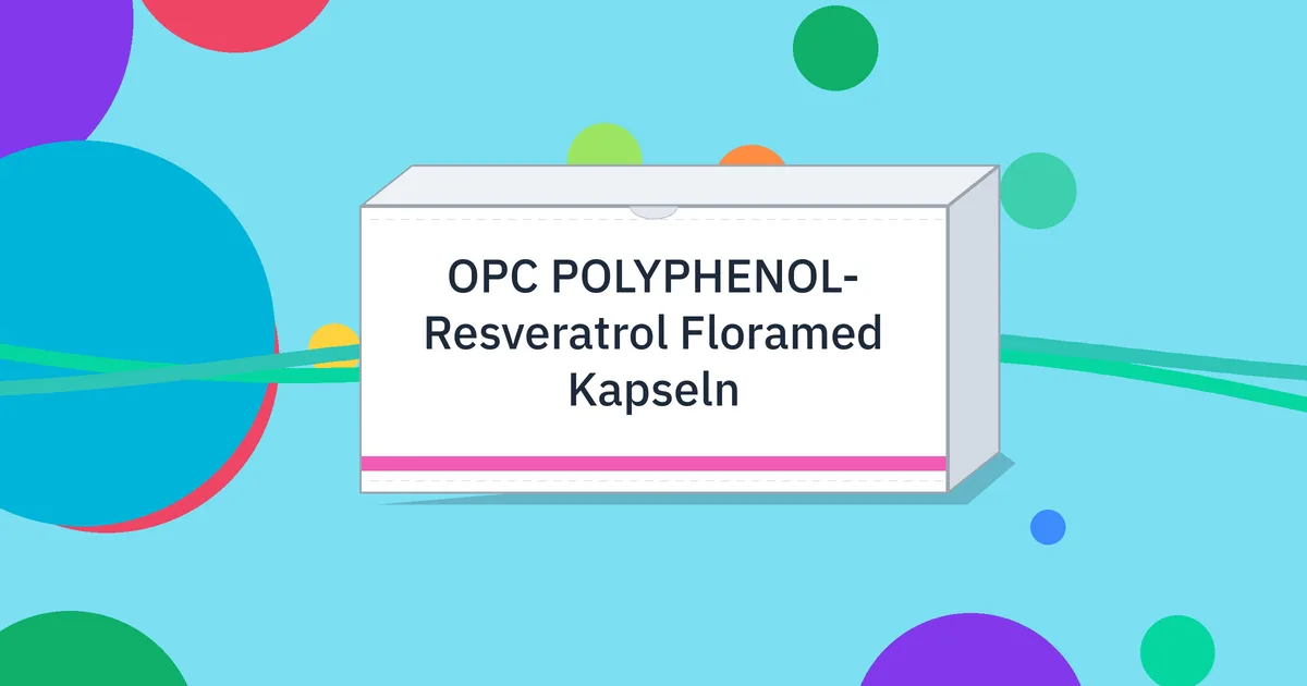Symbolbild: Packung mit der Aufschrift OPC POLYPHENOL-Resveratrol Floramed Kapseln (PZN 10525169) – Verfügbarkeit und Bezug in Apotheken in Frankfurt am Main