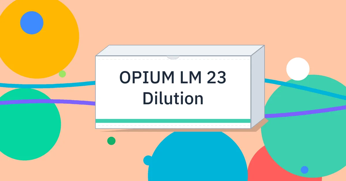 Symbolbild: Packung mit der Aufschrift OPIUM LM 23 Dilution (PZN 12972240) – Verfügbarkeit und Bezug in Apotheken in Frankfurt am Main