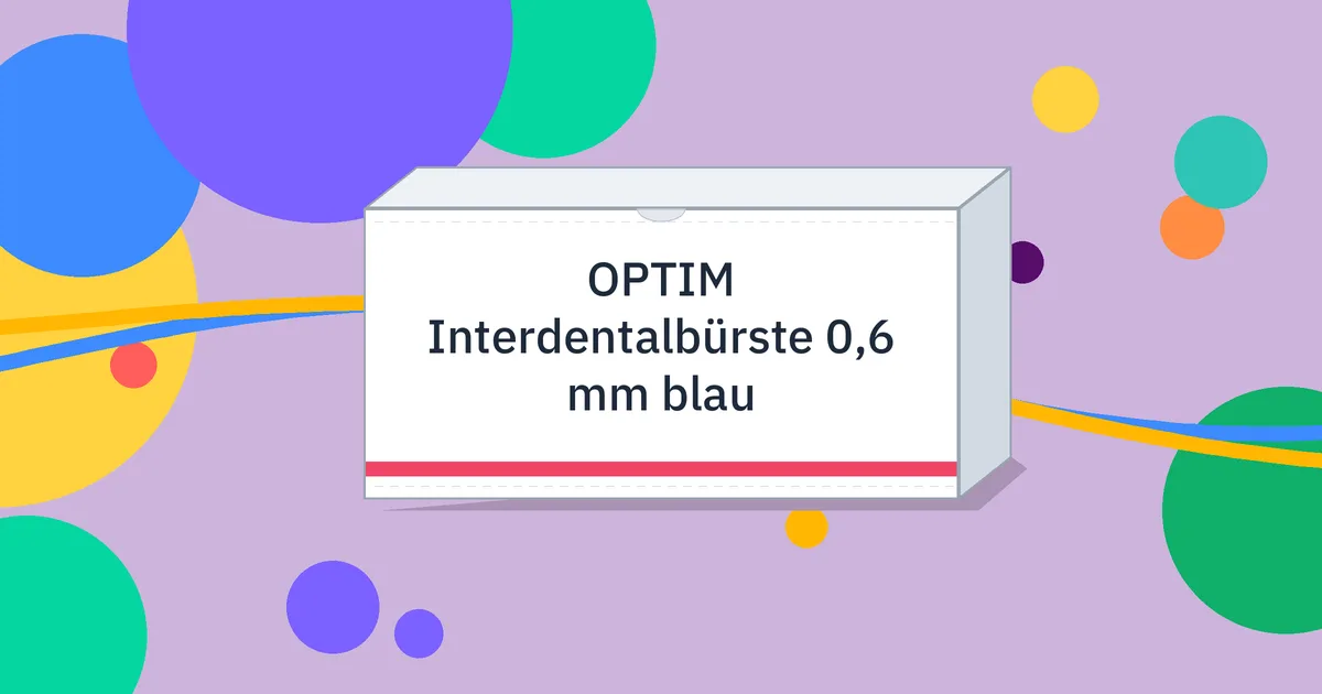 Symbolbild: Packung mit der Aufschrift OPTIM Interdentalbürste 0,6 mm blau (PZN 16237514) – Verfügbarkeit und Bezug in Apotheken in Frankfurt am Main