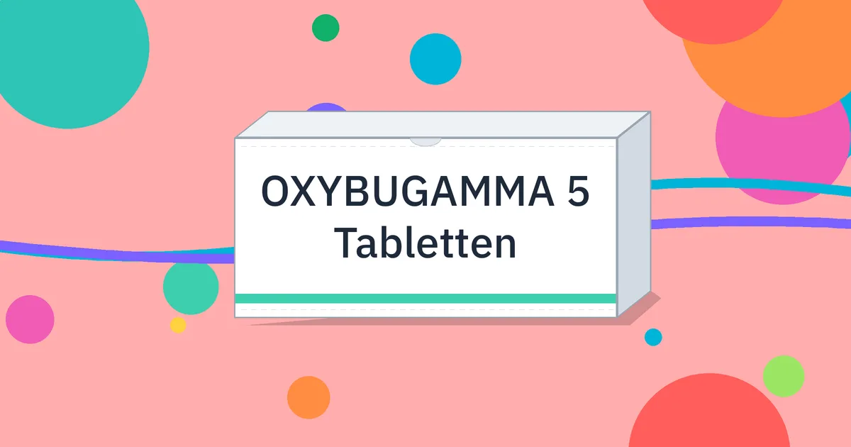 Symbolbild: Packung mit der Aufschrift OXYBUGAMMA 5 Tabletten (PZN 00106939) – Verfügbarkeit und Bezug in Apotheken in Frankfurt am Main